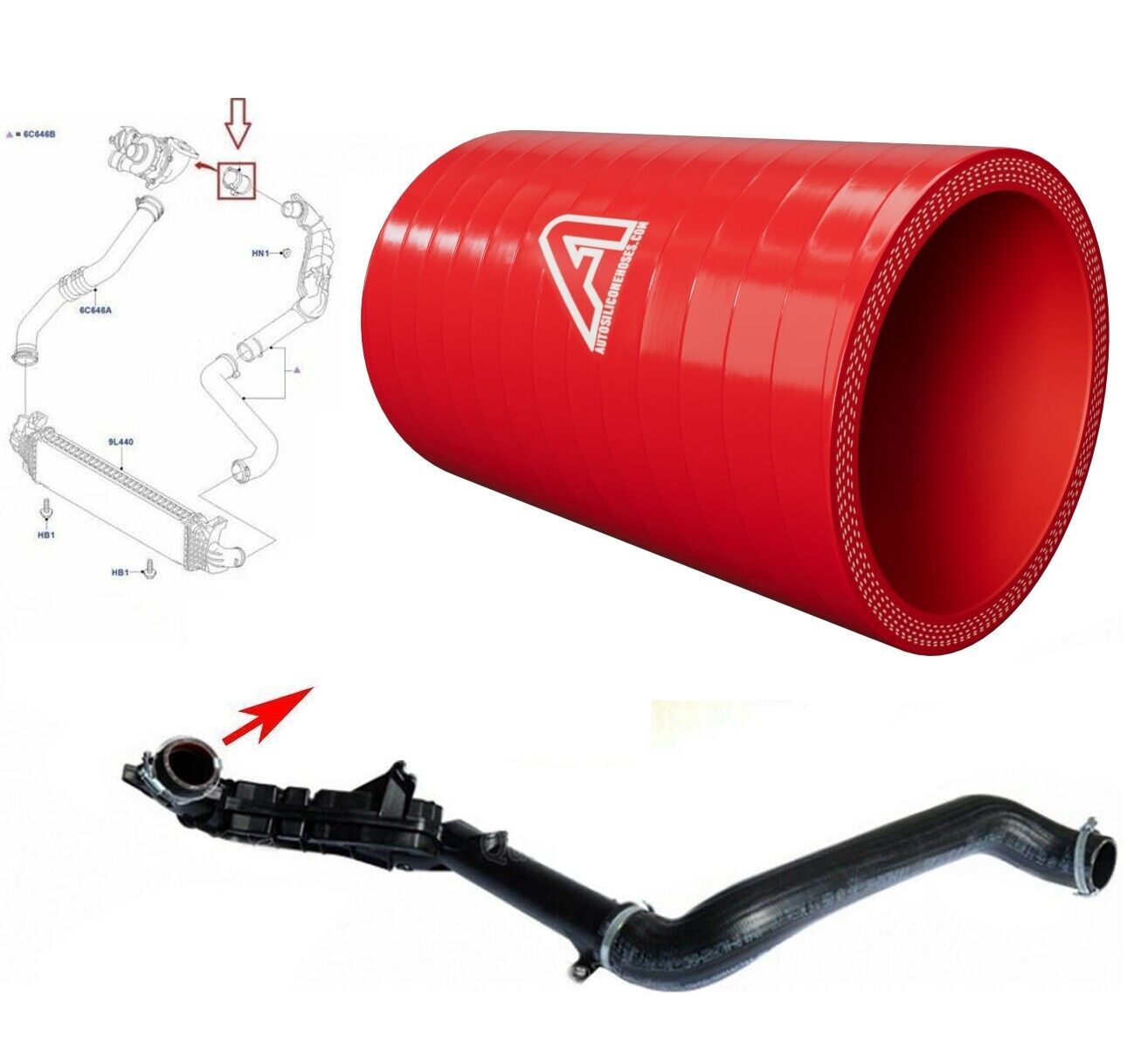 Ford Galaxy 2.0 TDCi 2006-2015 Intercooler Turbo Silicone Hose Upgrade ...